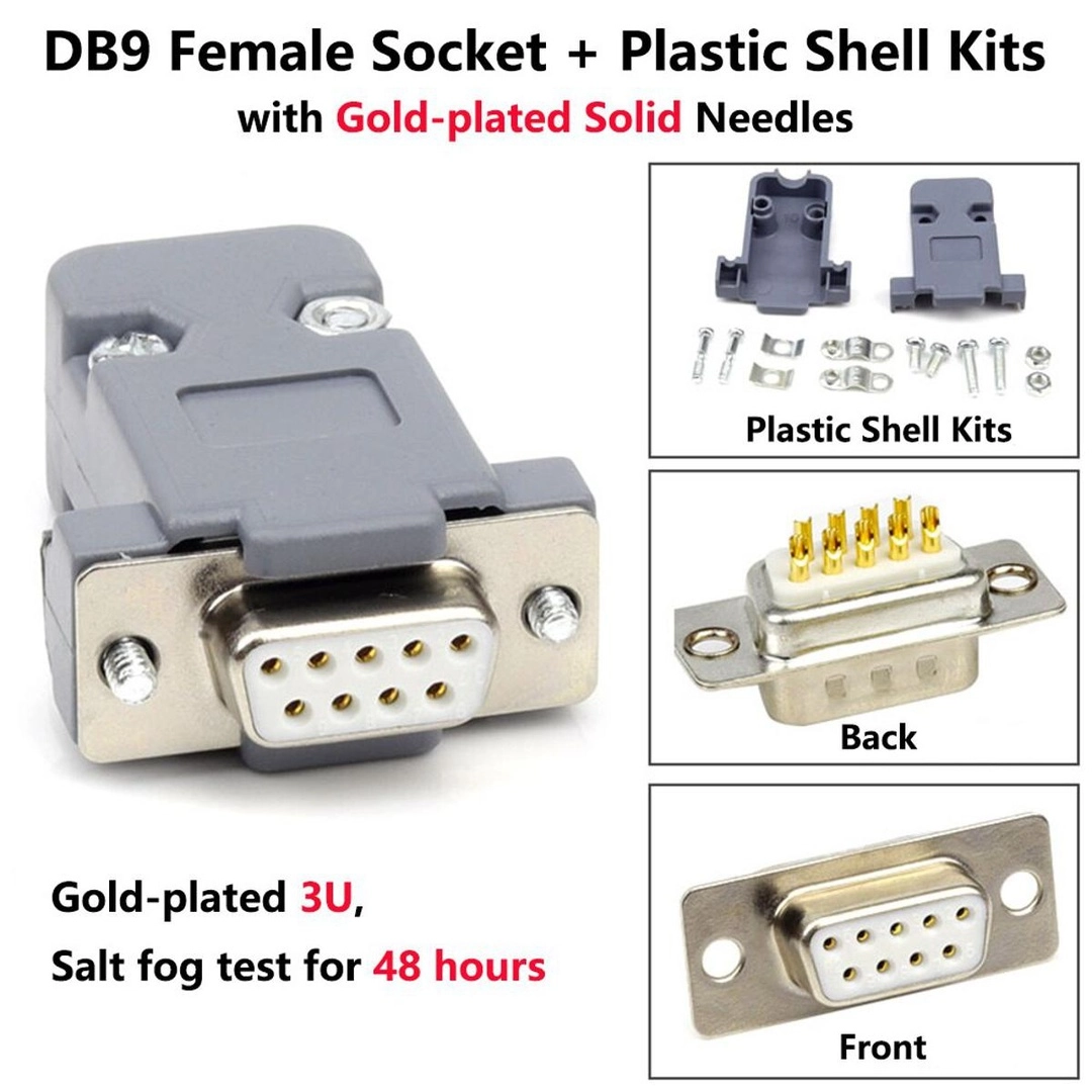 FEMALE DB9 2 Rows 9 Pin Female VGA DB9 Connector With Plastic Cover DB9 ...
