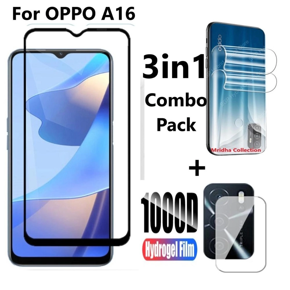 3in1 Protector Combo Pack for Oppo A16 (Full Screen Protector Glass ...