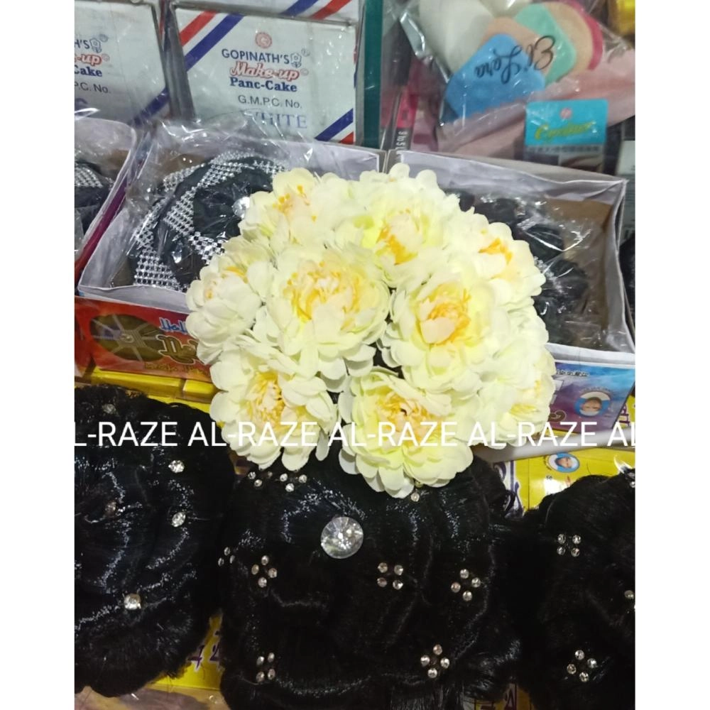 White flower khopa/Artificial flower khopa/white bridal flower khopa