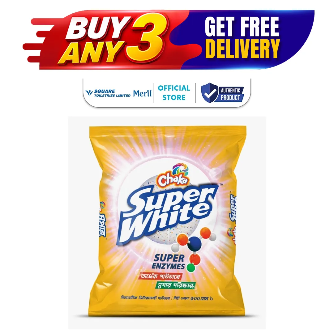 Chaka Super white Premium Detergent Powder - 500gm