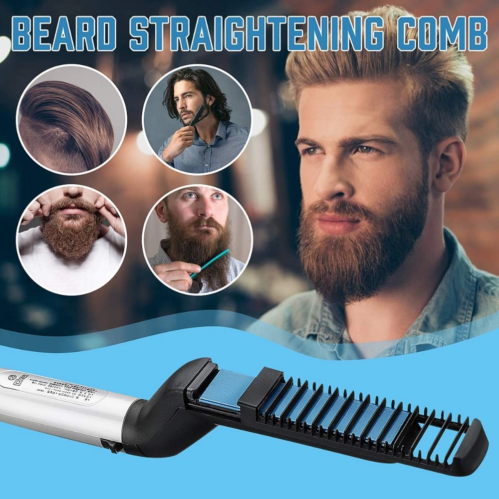 Men Quick Beard And Hair Straightener Style Modelling Comb Hair Curling ...