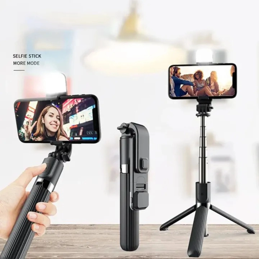 Q07 Selfie Stick Foldable Mini Tripod with Fill Light Bluetooth Remote Shutter Retractable Rod ...