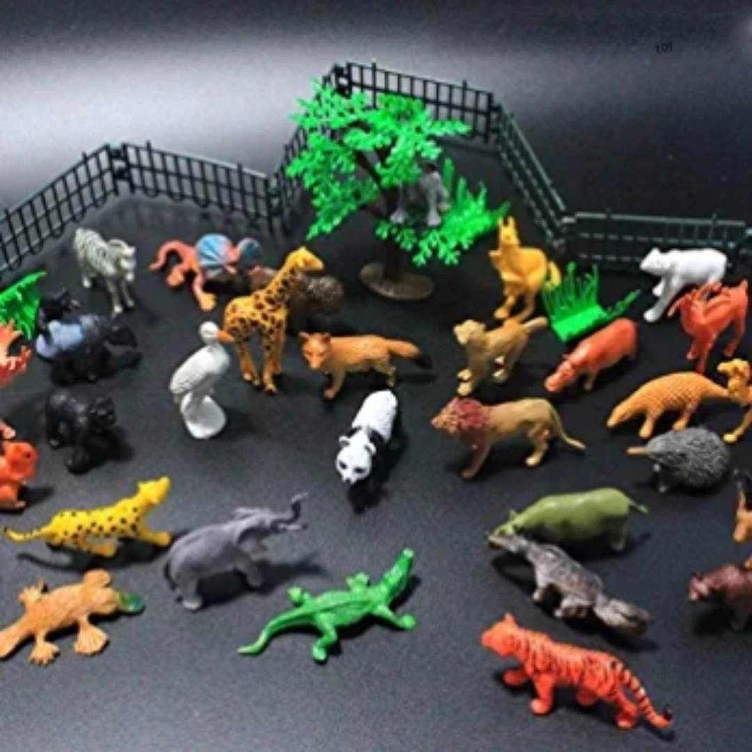 32+ Pcs Mini Rubber Animal Toy Set for Kids - Jungle & Zoo Wild Animals ...