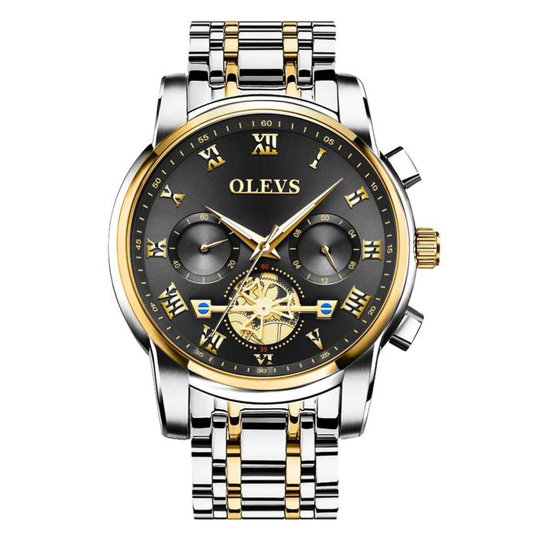 OLEVS 2859 Silver And Golden Two-tone Stainless Steel Chronograph Watch ...