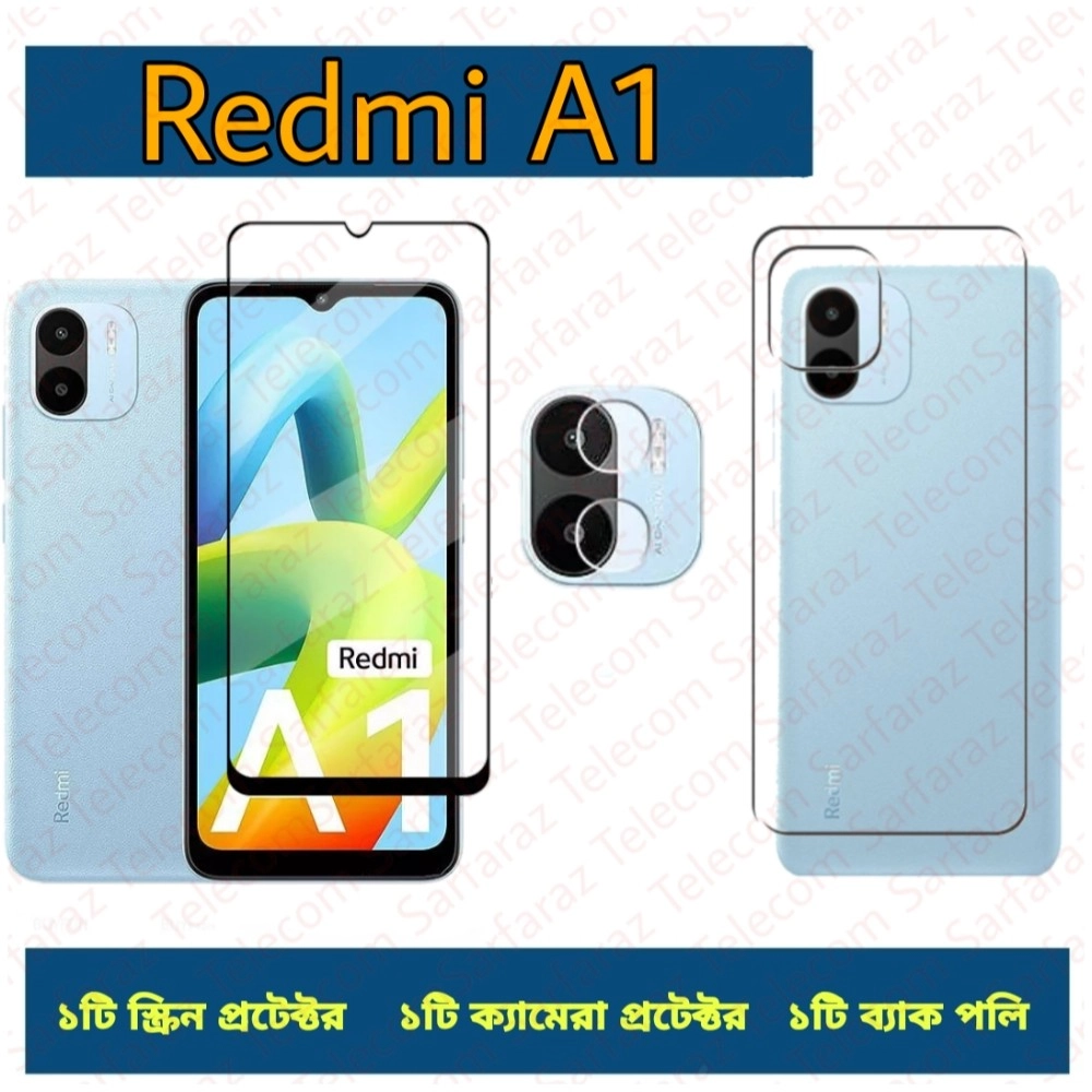 3in1 Combo For Xiaomi Redmi A1 9D Screen Protector + Ultra Thin Back ...