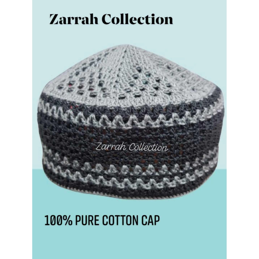 Pure Cotton Free Size Knitted White Islamic Tupi/Islamic Cap For Men