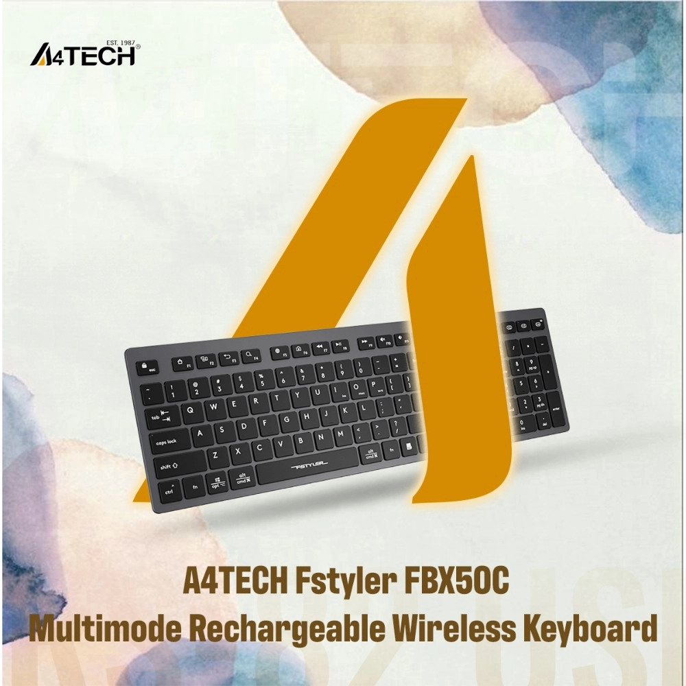 A4TECH Fstyler FBX50C Multimode Rechargeable Wireless Keyboard - Dual ...
