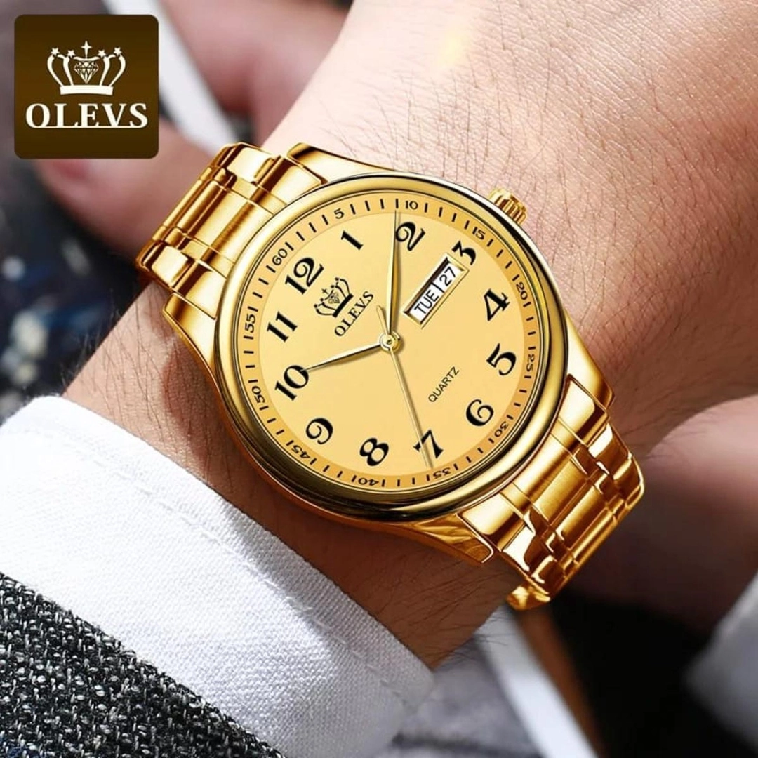 Men'S Olevs 5567 Fashion Stainless Steel Japan Quartz Analog Day Date ...