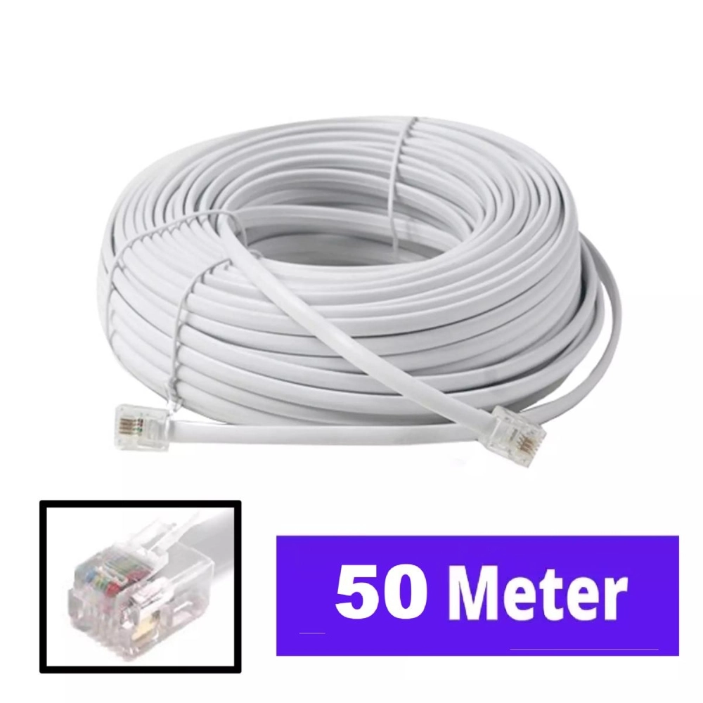 Rj11 50 Meter Cable Extension For Intercom And Land Phone