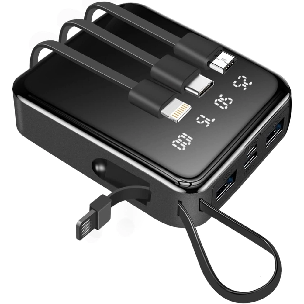 Power Bank 20000mAh Built-in Connectors for Apple iPhone/iPad, USB ...