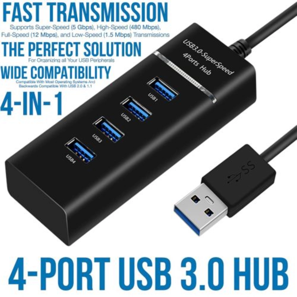 4 ports of high speed USB hub high-speed USB 3.0 SPLETER BLACK