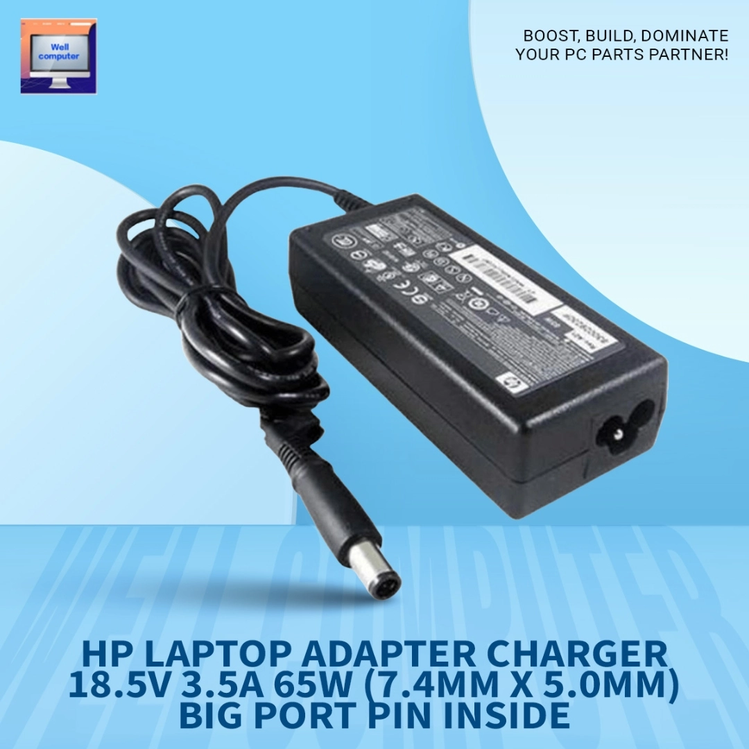 HP Laptop Adapter Charger 18.5V 3.5A 65W (7.4mm X 5.0mm) Big Port Pin ...