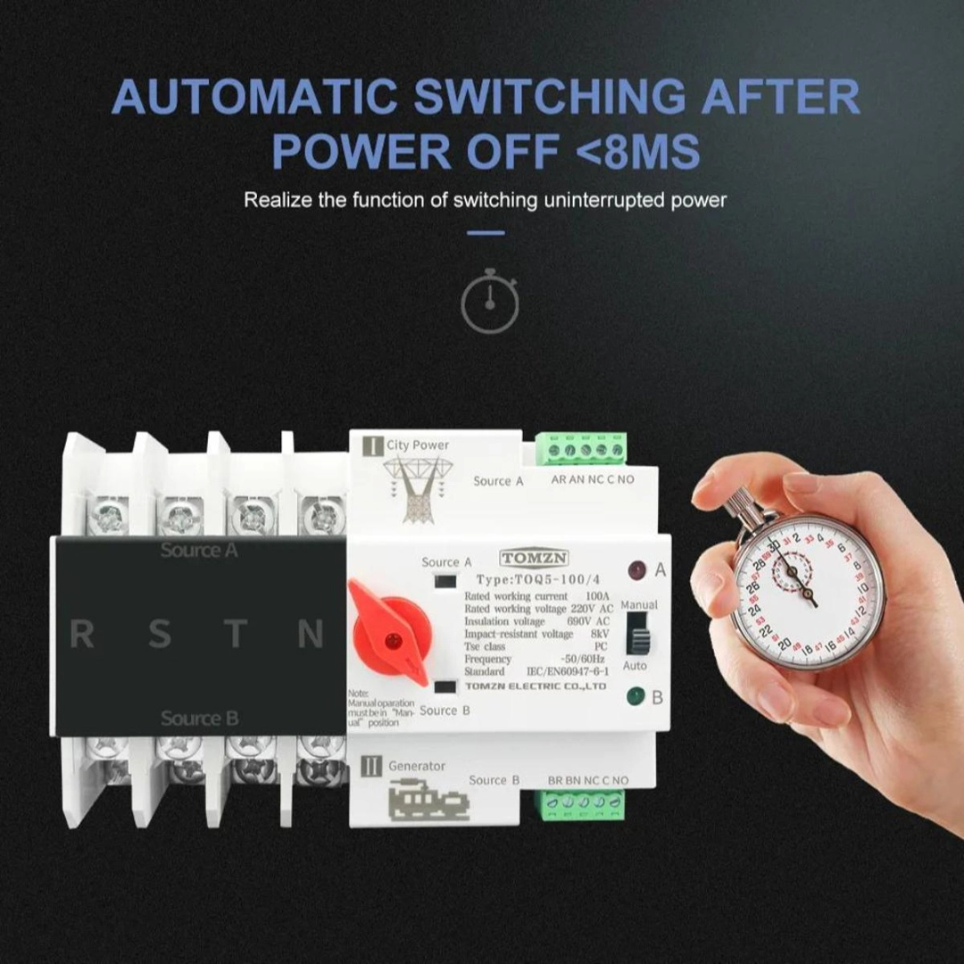 Automatic Transfer Switch / Changeover ,4P, 125A, 3 Phase, 4 Pole, Ats ...