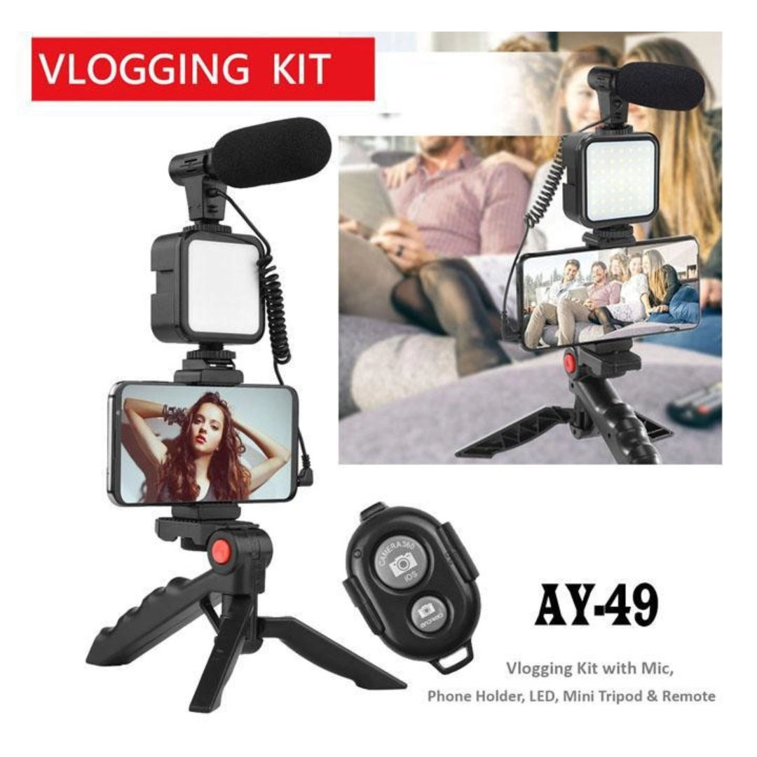 AY-49 remote control Video Kits Microphone LED Fill Light Mini Tripod