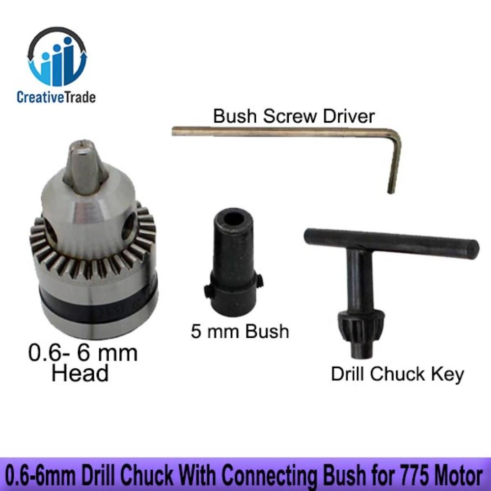 0.6-6mm Drill Chuck with Connecting Bush for 775 Motor - Perfect for ...