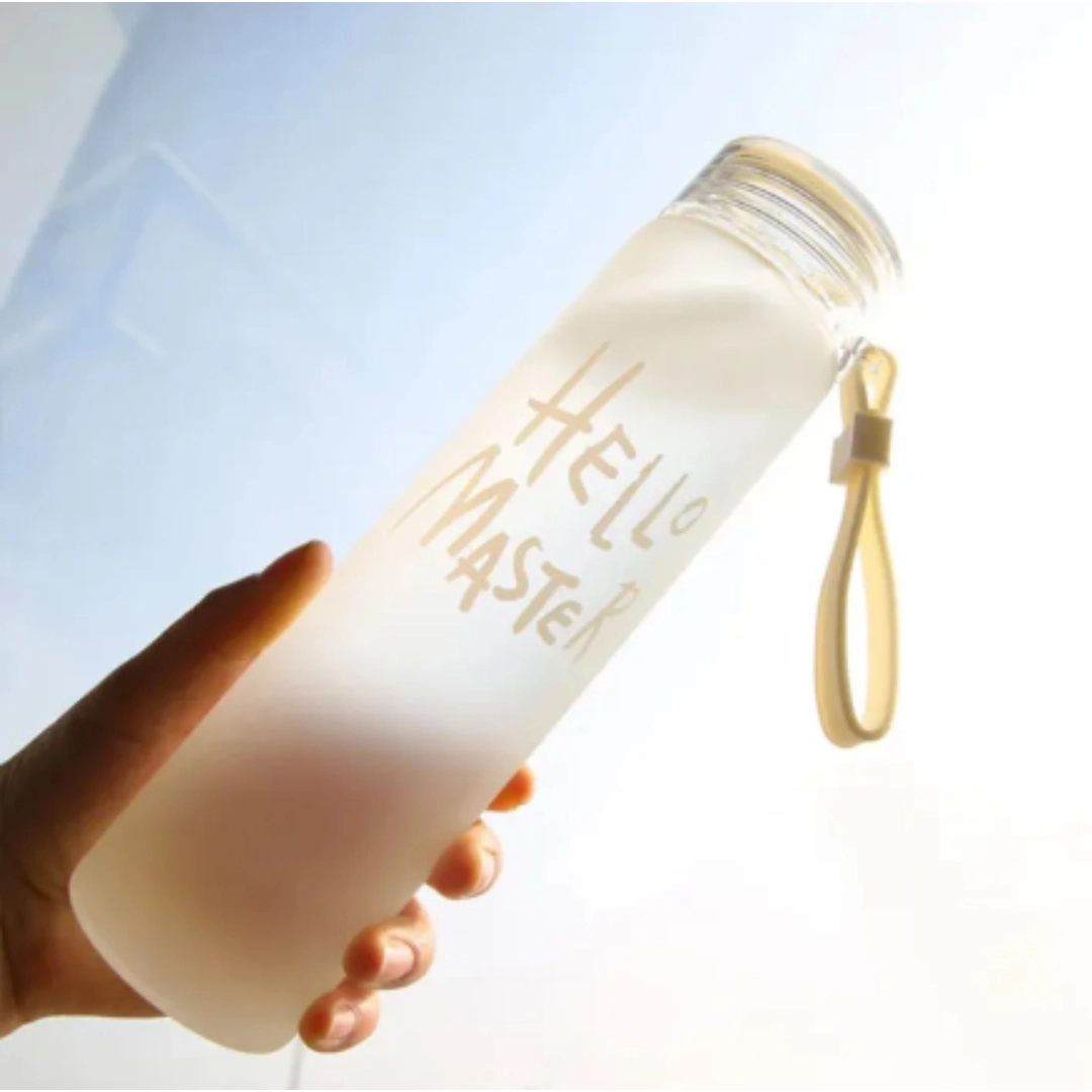 Hello Master 480ml Glass Water Bottle with Leakproof Lid