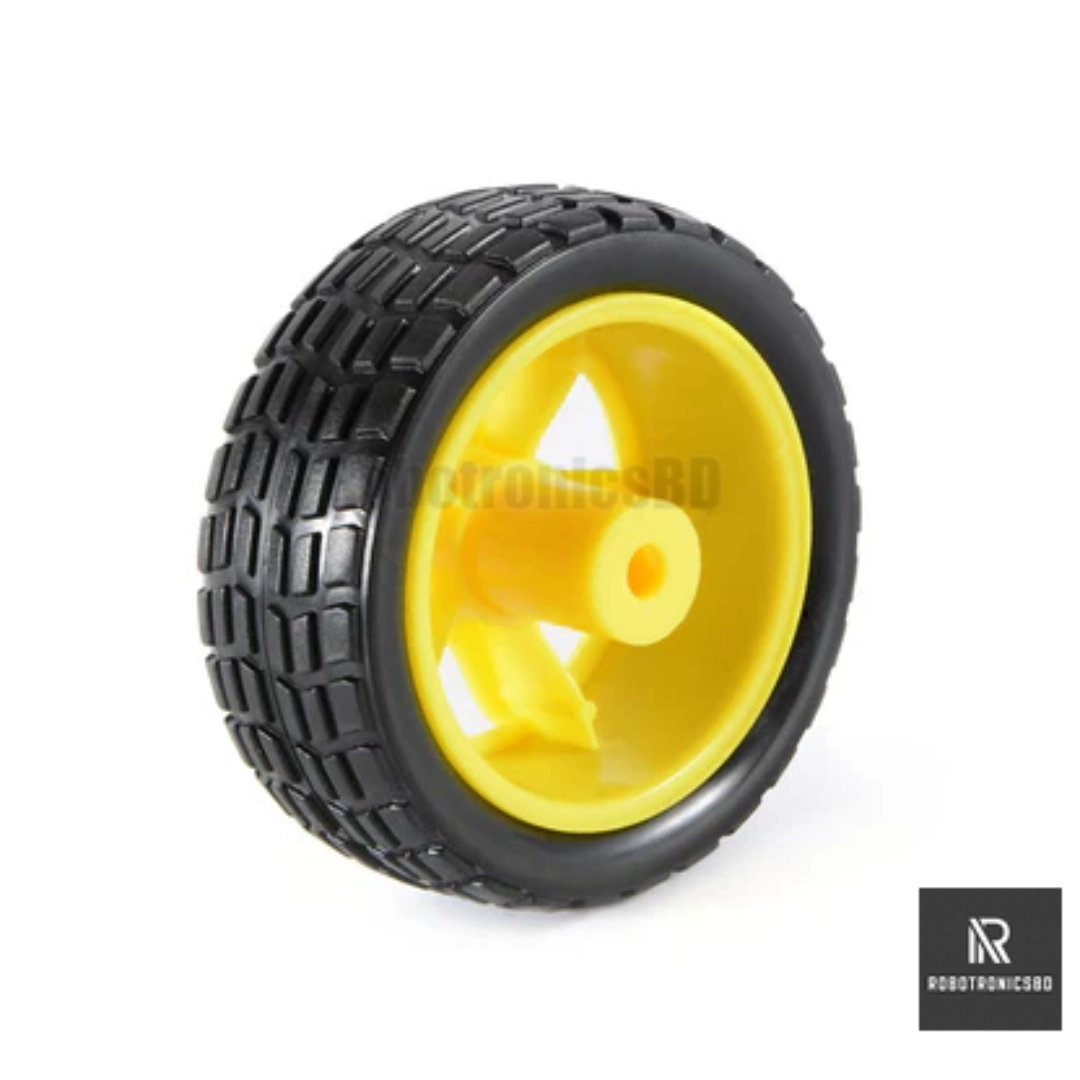 Yellow Plastic Wheel 65mm Rubber Wheel for DC Gear Motor