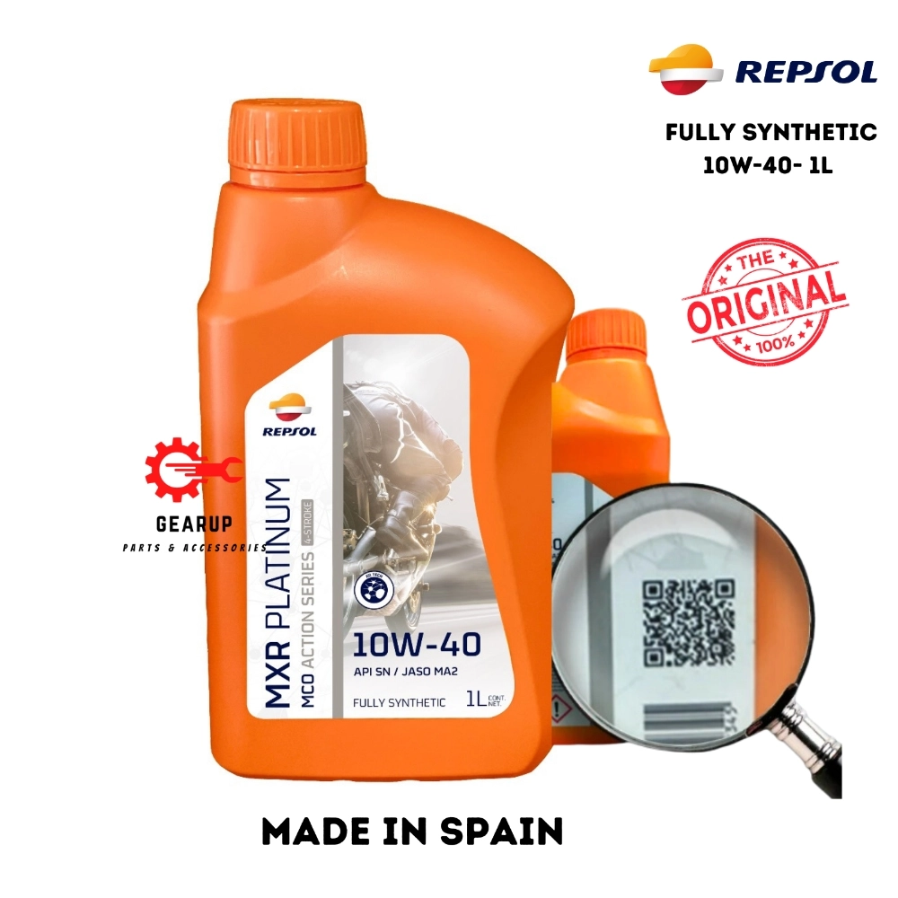 Repsol Moto 10w40 Fully Synthetic Engine Oil (API SN, JASO MA2 Certified)