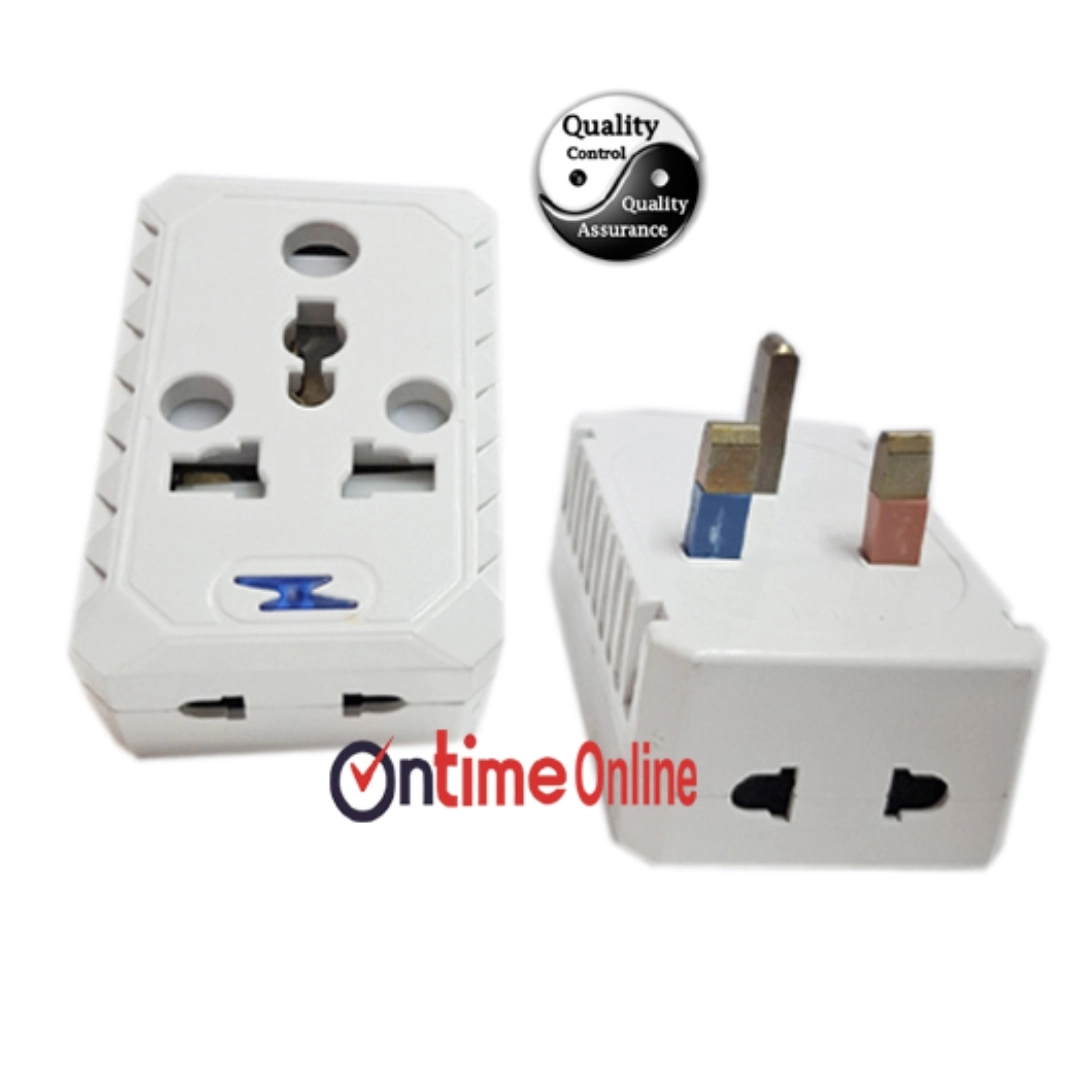3 Pin Flat Multi Socket 13a (3 pin to 3 pin Flat & Round 2 Pin) Plug ...