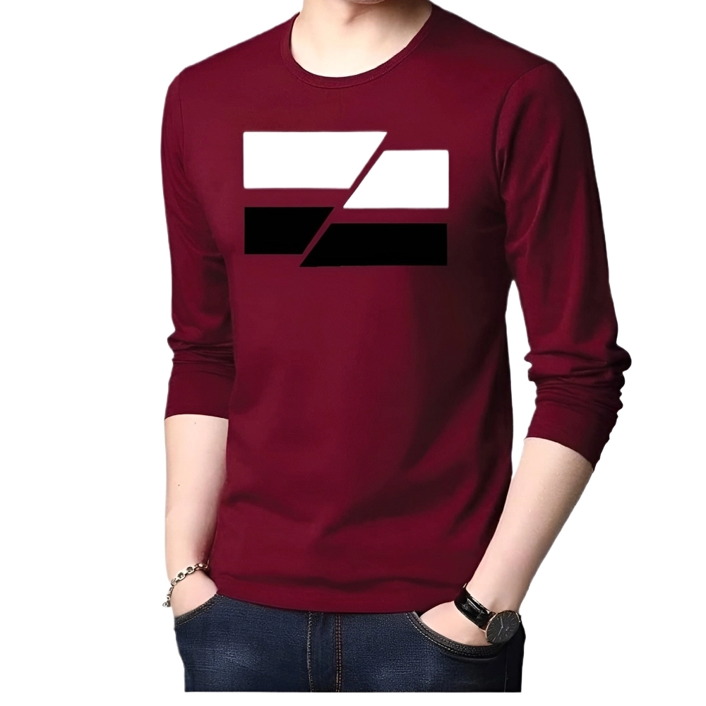 Maroon Color Cotton Long Sleeve Exclusive T-Shirt