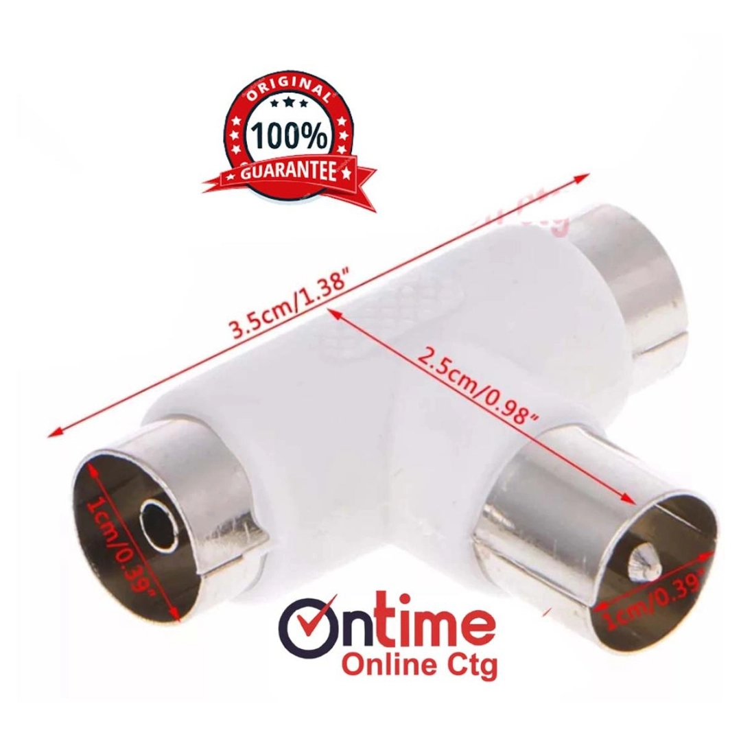 2 WAY TV AERIAL CABLE SPLITTER (1pcs) COAX RADIO, 1 MALE TO 2 FEMALE ...