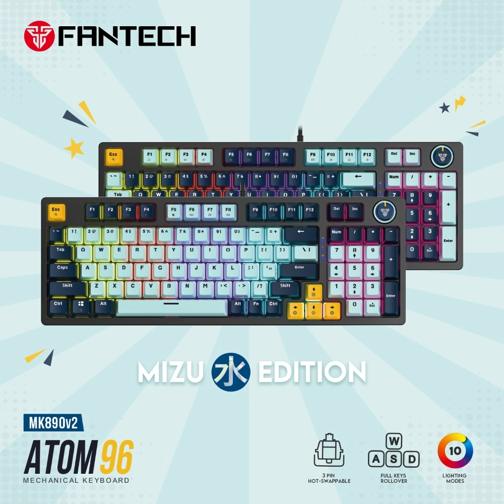 FANTECH ATOM96 MK890 V2 MIZU Edition RGB Full Key Roll Over Hot ...