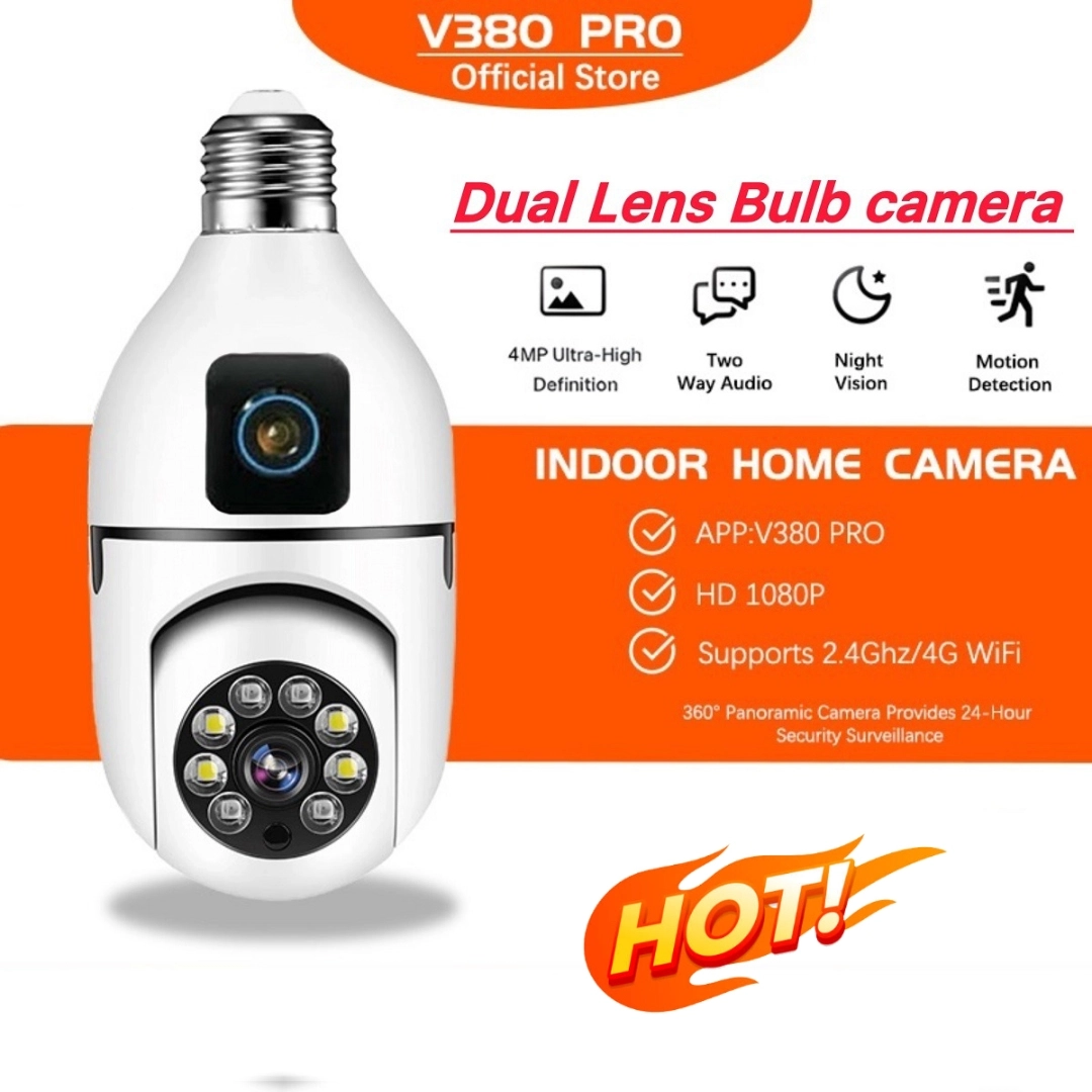 Dual Lens Bulb V380 PRO WIFI IP Camera Night Vision Two-way Voice Home ...