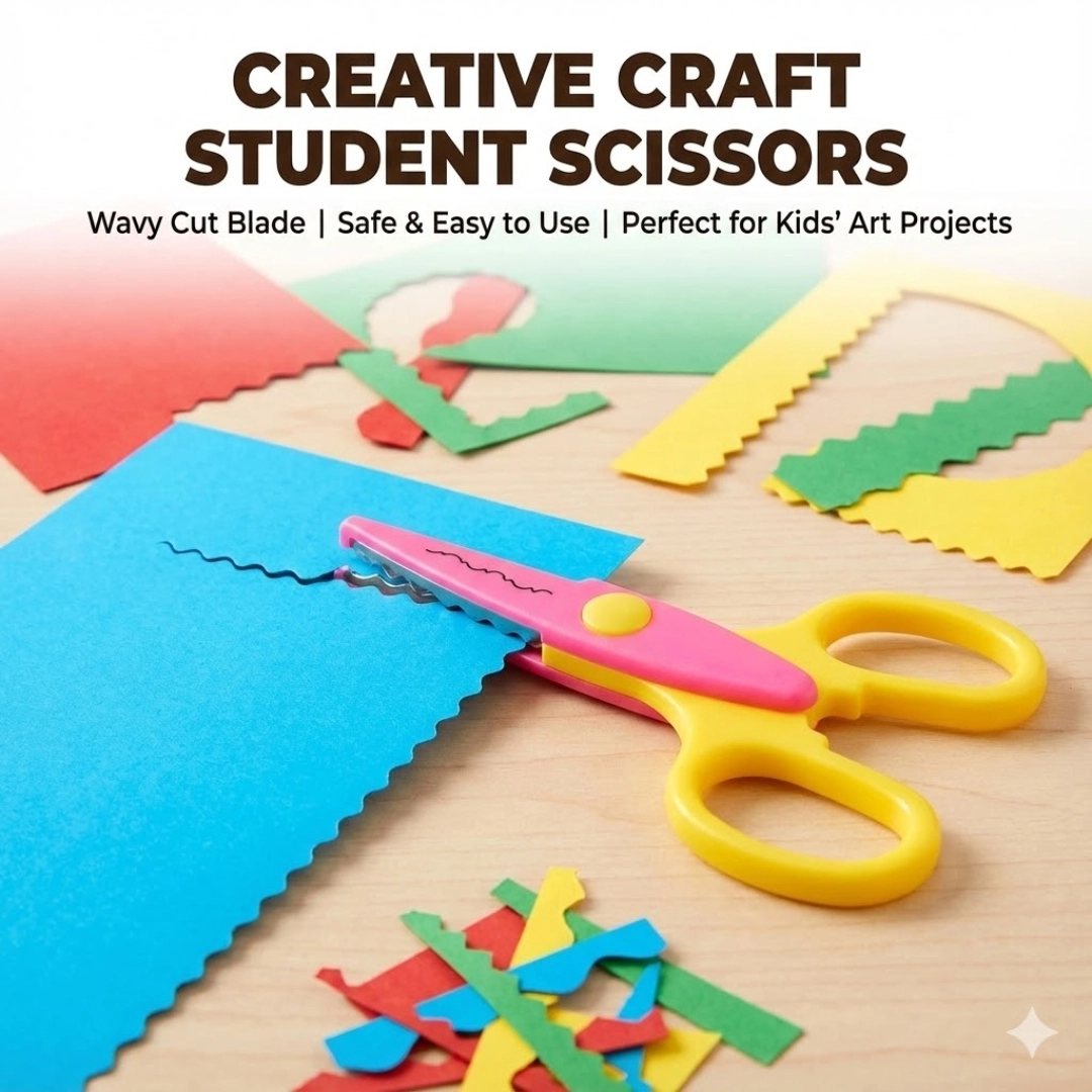 Kids Craft Set - Zigzag Safety Scissors & 4 Mini Paper Shape Punches ...