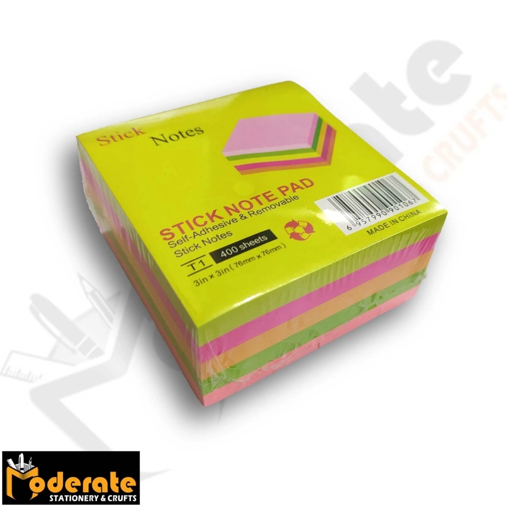 Sticky Notes 3x3" Post It Note Pad 5 Colors notepaper - 400 Sheets
