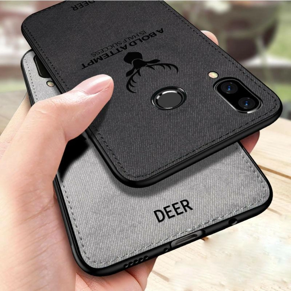 Samsung Galaxy M20 - Luxury Soft Fabric+PU Leather Hybrid Case Cover Black