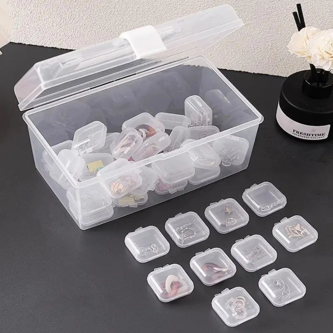 6 PCS Mini Storage Box -Transparent Square Plastic Box- Earrings ...