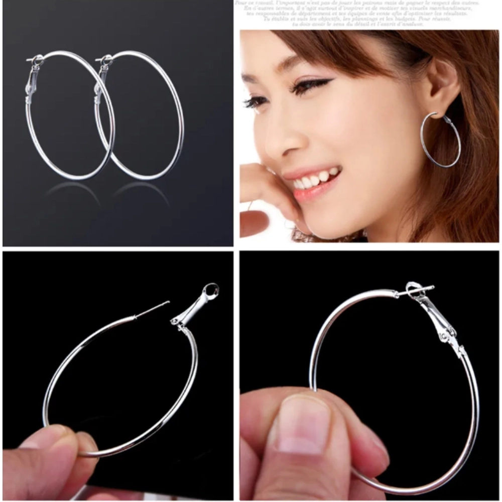 Fashion New Stainless Steel Hoop Earrings For Women Stackable- 1Pair