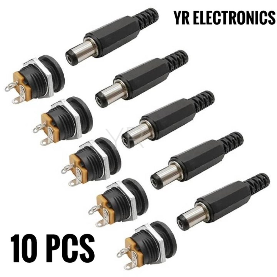 10Pcs (5Pairs) 12V 3A 5.5 X 2.1Mm Plastic Male Plugs Dc022 Dc Power ...