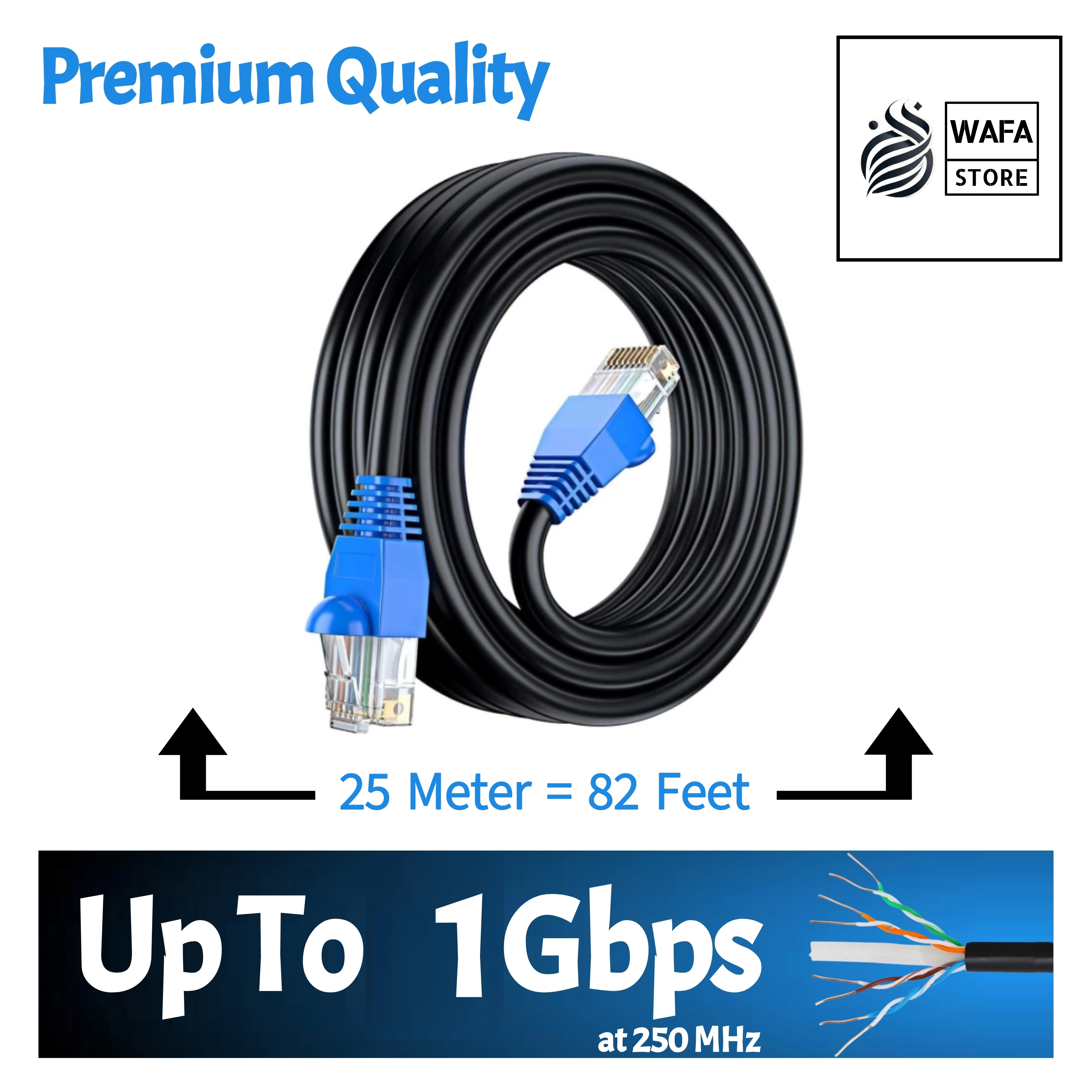 25 Meter Cat5E Outdoor Ethernet Cable | Direct Burial FTP CCA LAN Cable ...