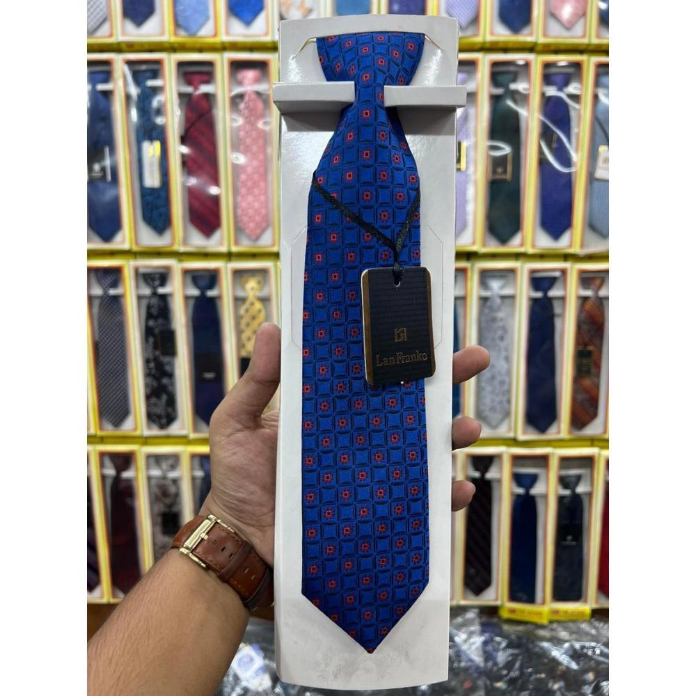 Flower Design Embroidery Formal Neck Tie For Men - Blue
