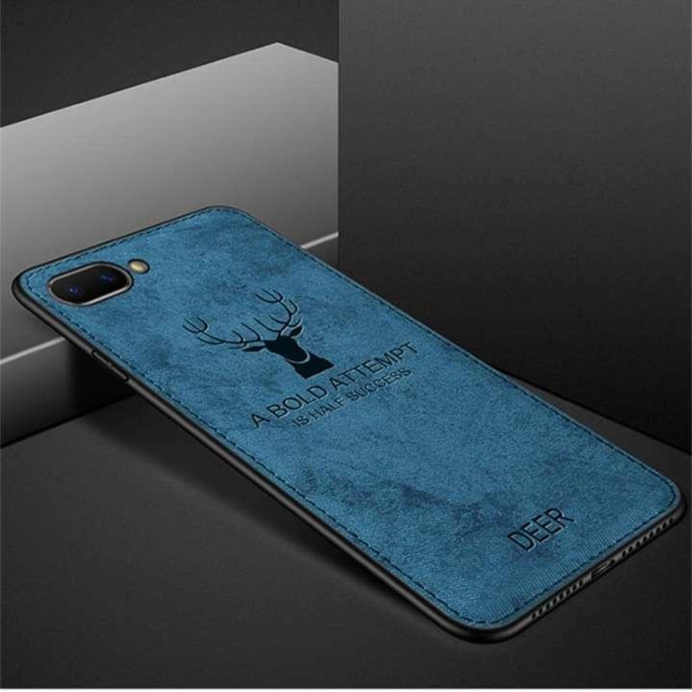 Oppo A3s - Luxury Soft Fabric+PU Leather Hybrid Case Cover Blue