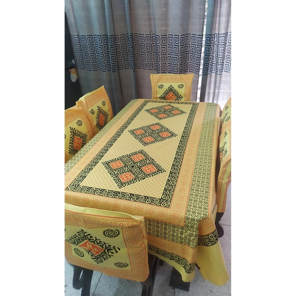 Dining Table Met With 06 Chair Cover-Screen Print