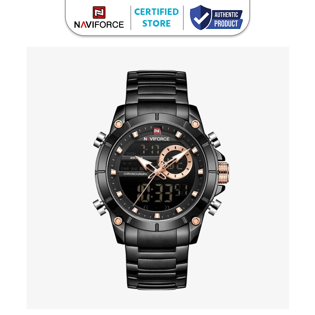 watch | Naviforce NF9163 Stainless Steel Dual Time Wrist Watch for Men ...