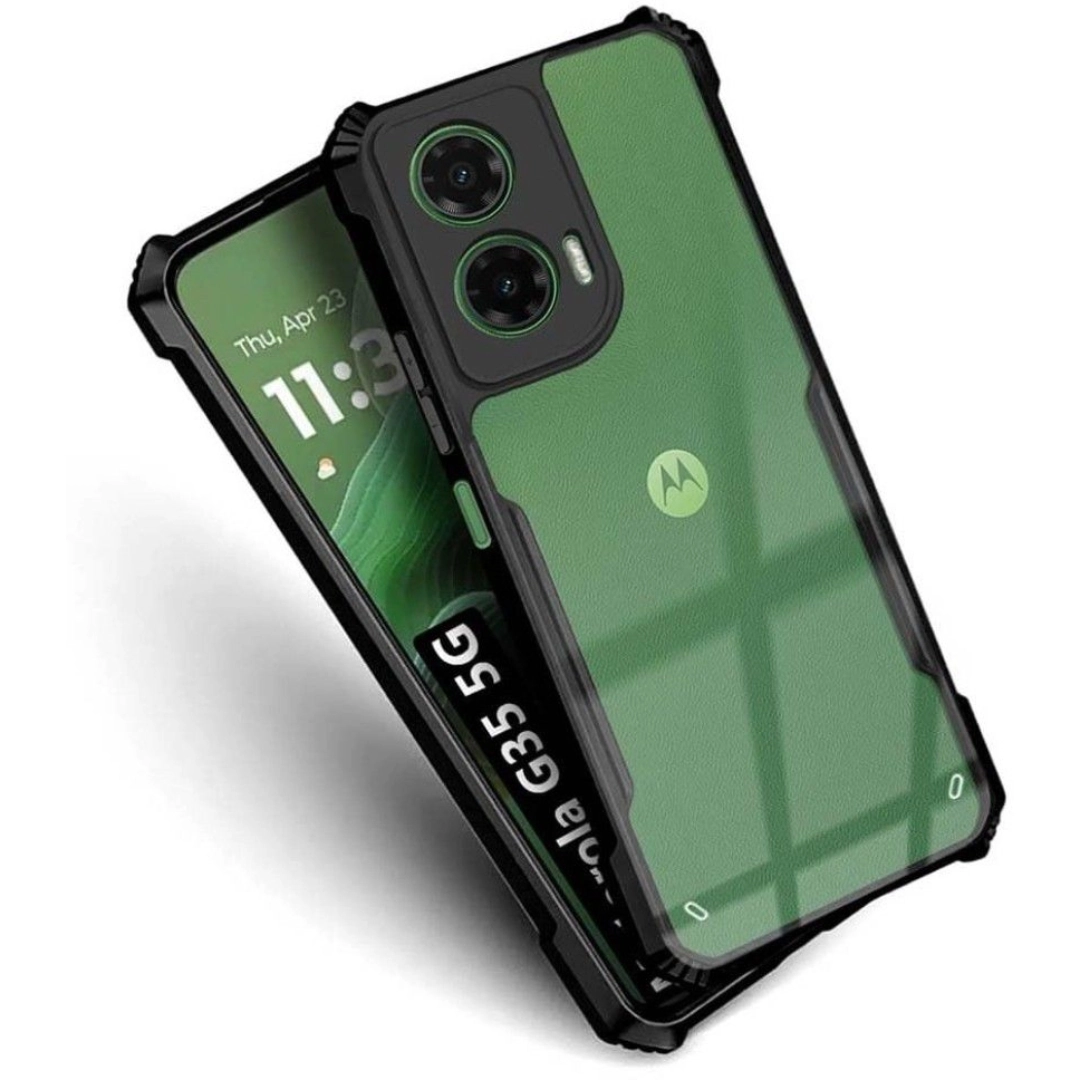 Back Cover For Motorola Moto G35 5G ( Shockproof, Transparent, Black)