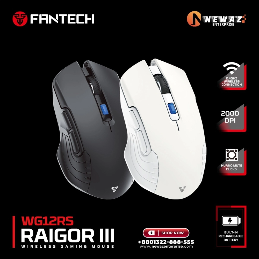 FANTECH WG12RS Raigor III Wireless Gaming Silent Mouse Pixart 3065 ...