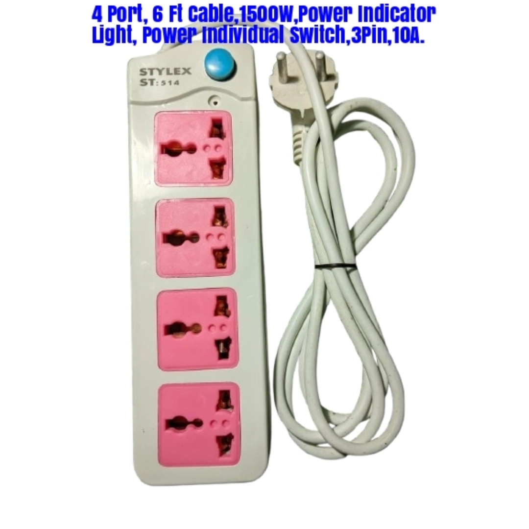 Multi Plug Stylex S.T-514 6Fit Multiplug 4 port Extension Shocked 6 Foot Cable