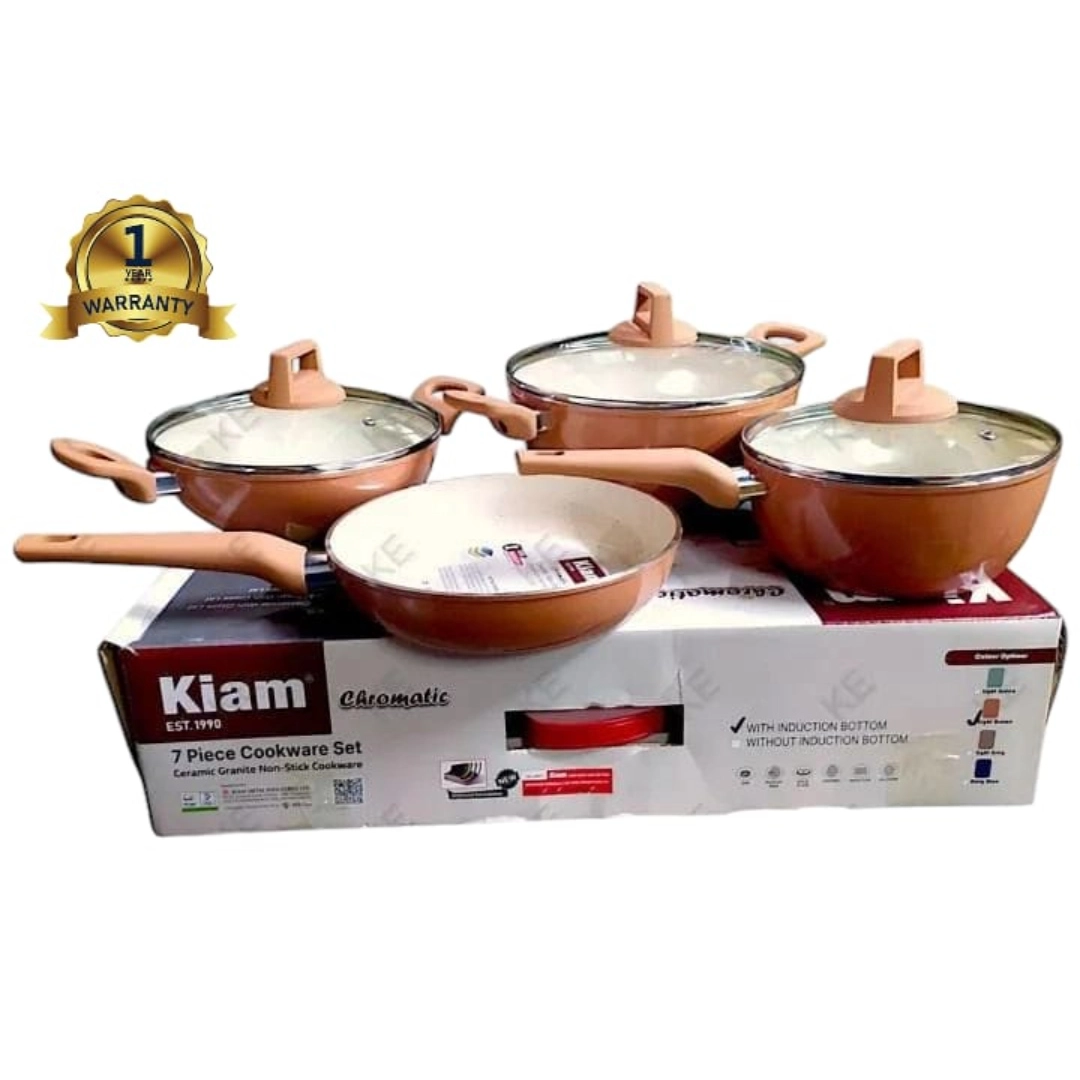 Kiam 7 Piece Ceramic Coating Granite Non Stick Cookware Set (Induction ...