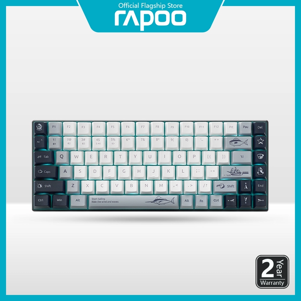 Rapoo MT510PRO (White Blue) Silver-Switch Multi-mode Wired Wireless ...