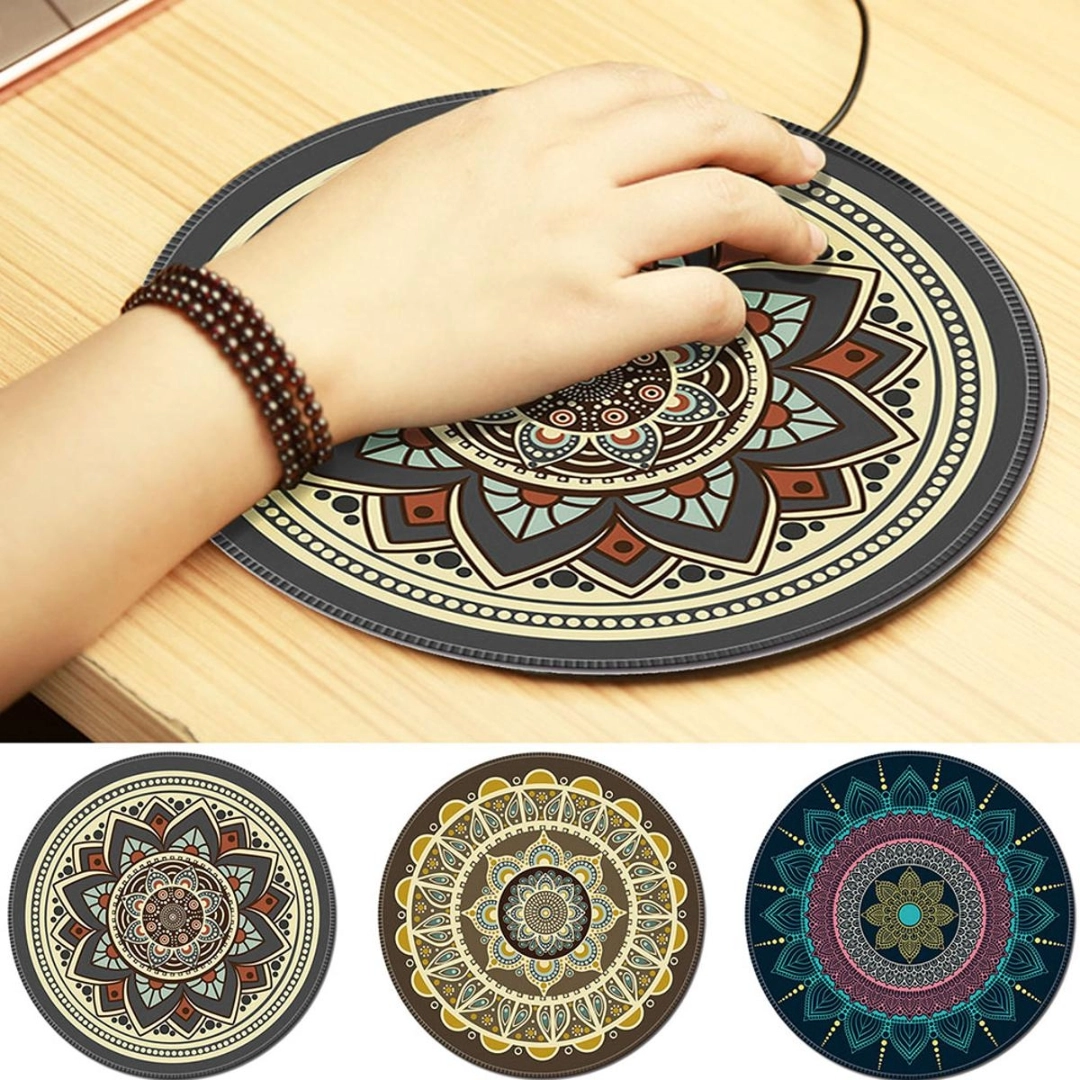Mouse Pad, Round Mandala Mouse Mat, Cute Mouse Pad with Design, Non ...