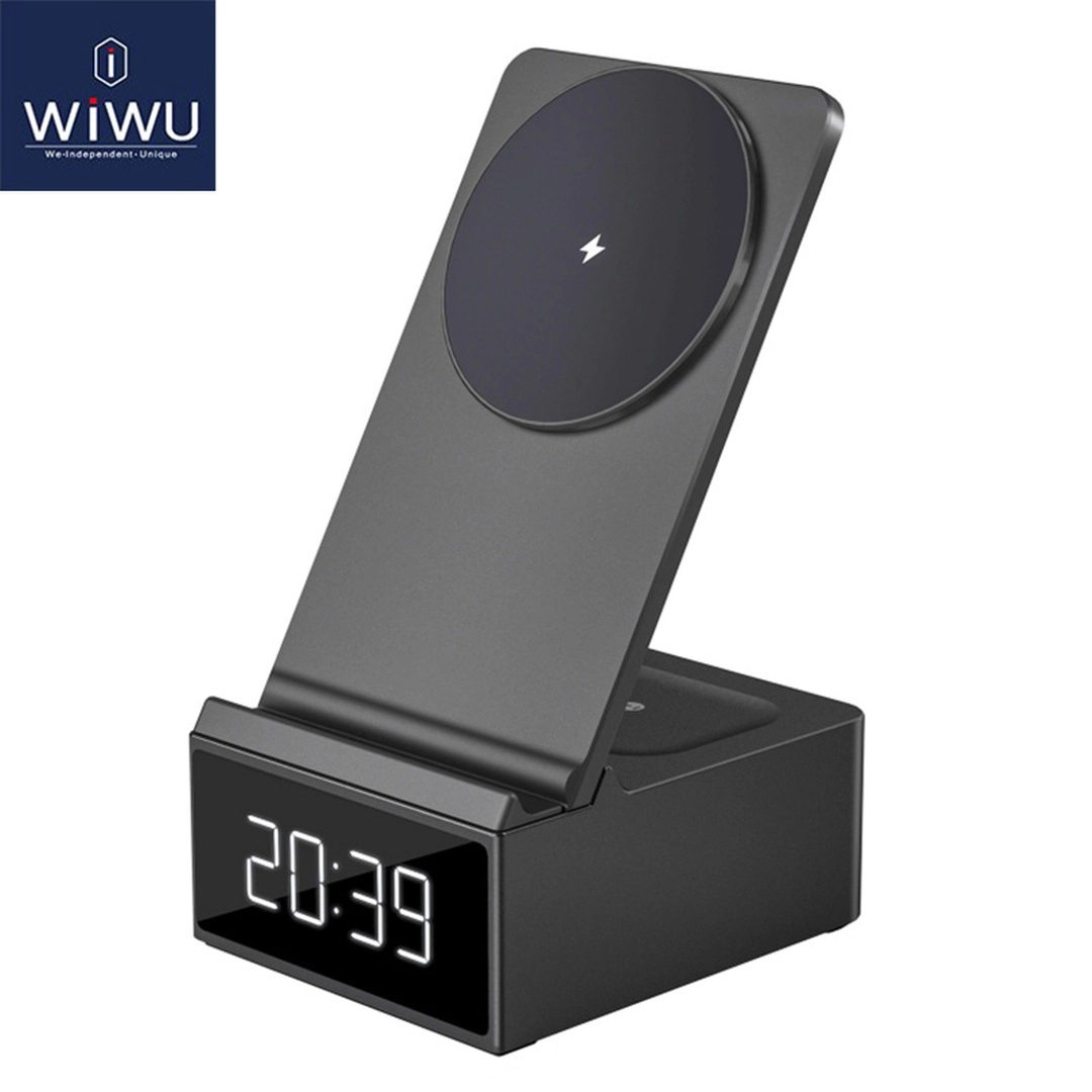 WIWU Wi-W011 Platinum 15W 3 in 1 Wireless Charger with Clock - Black