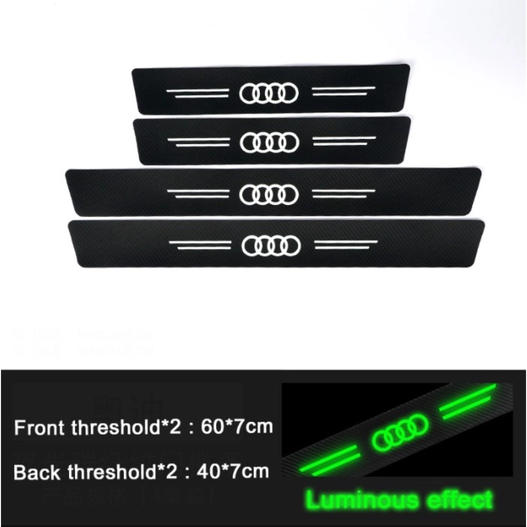 4Pcs 4D Carbon Fiber Luminous Glow in Dark Anti Scratch Car Door ...