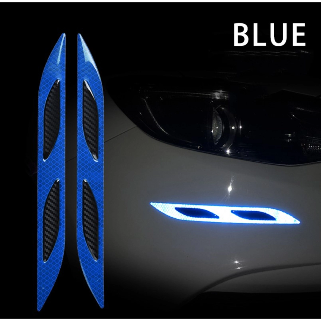 2pcs Front And Rear Bumper Reflective Warning Tape Strip Carbon Fiber ...