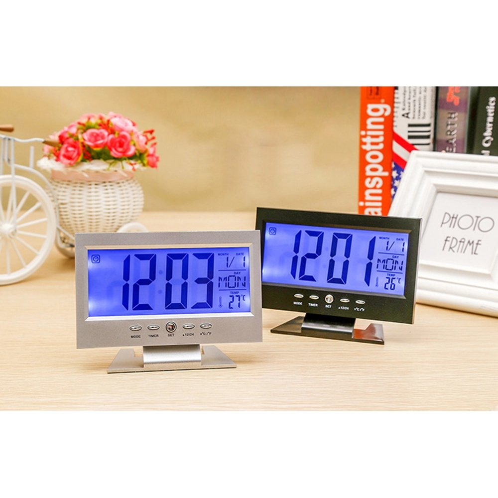 Digital LCD Date & Temper Led Light Alarm Clock For Table Decoration