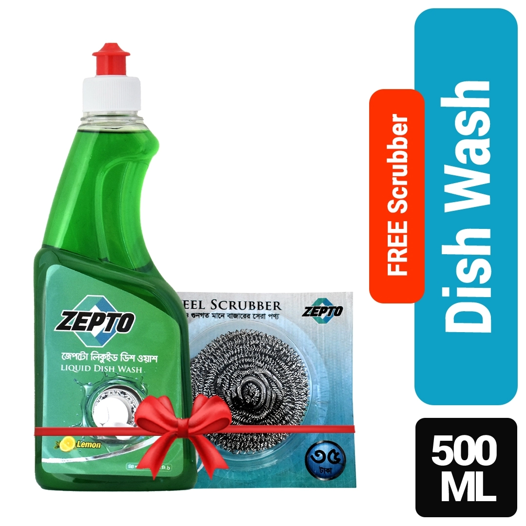 Zepto 500ml Dishwashing Liquid – Free Steel Scrubber