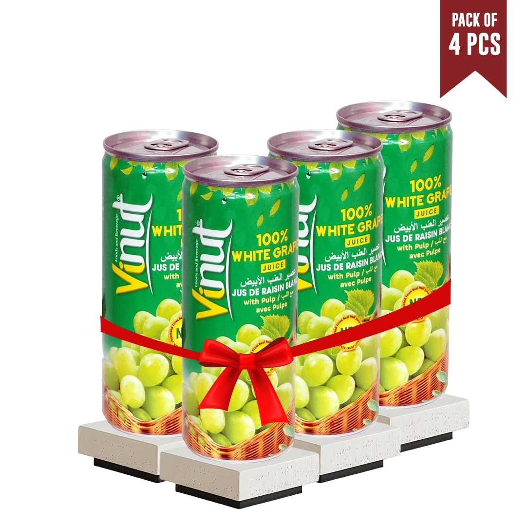 Vinut White Grape 100% Fruit Juice With Pulp 230ml Pack Of 4pcs